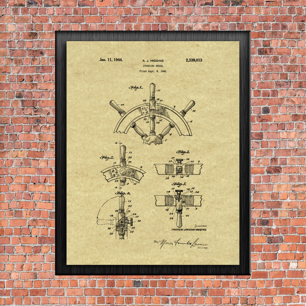 Ships Wheel Original Patent Print Blueprint Drawing Vintage - Etsy