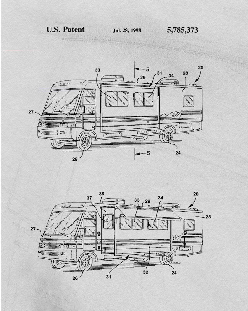 Motorhome Campervan RV Winnebago Original Patent Print Blueprint ...