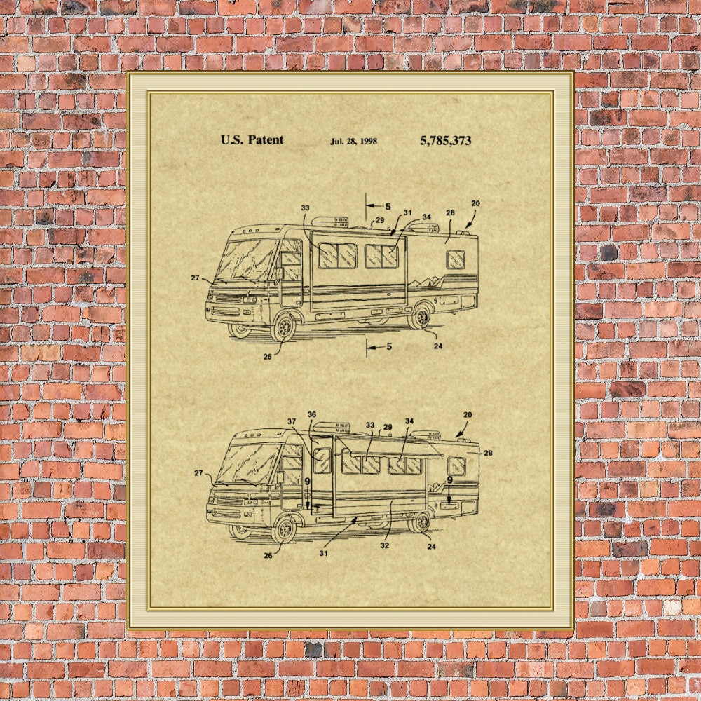 Motorhome Campervan RV Winnebago Original Patent Print Blueprint ...