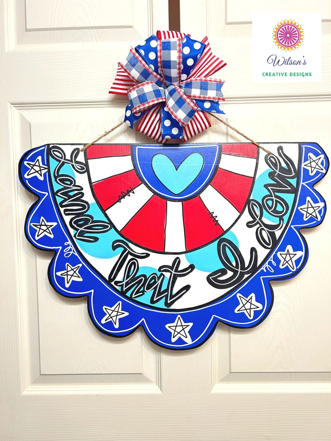 Patriotic Door Hanger, Patriotic Wall Decor, USA Sign for Porch, Flag ...