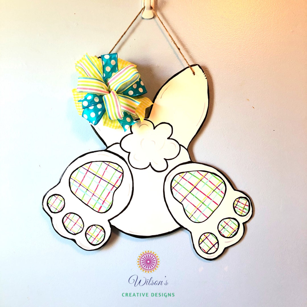 Easter Bunny Door Hanger for Front Door, Spring Door Decoration, Easter ...
