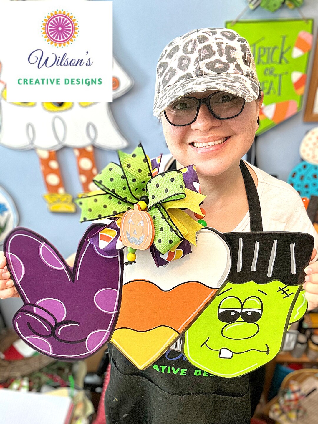 Frankenstein Door Hanger, Peace Love and Frankenstein Door Sign ...