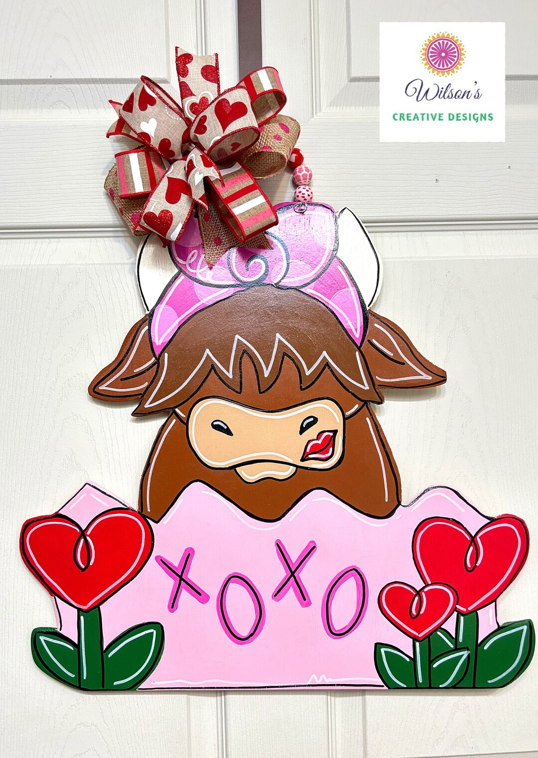 Valentine Highland Cow Door Hanger, Cow Door Hanger, Valentine Door ...