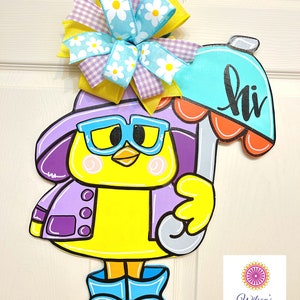 Duck With Umbrella Decor, Rainy Day Decor, Spring Door Hanger Front ...