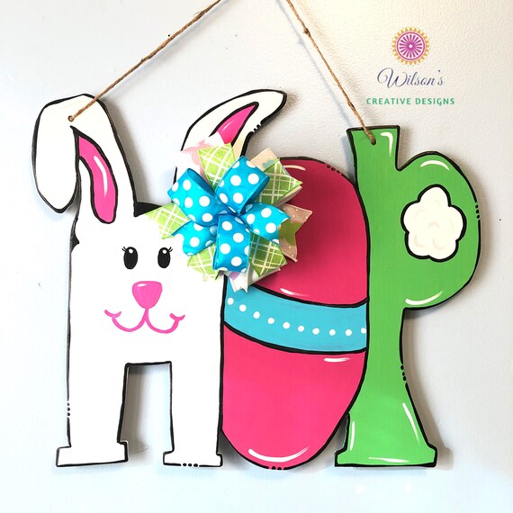 Easter Bunny Hop Door Sign for Porch Spring Decoration for | Etsy