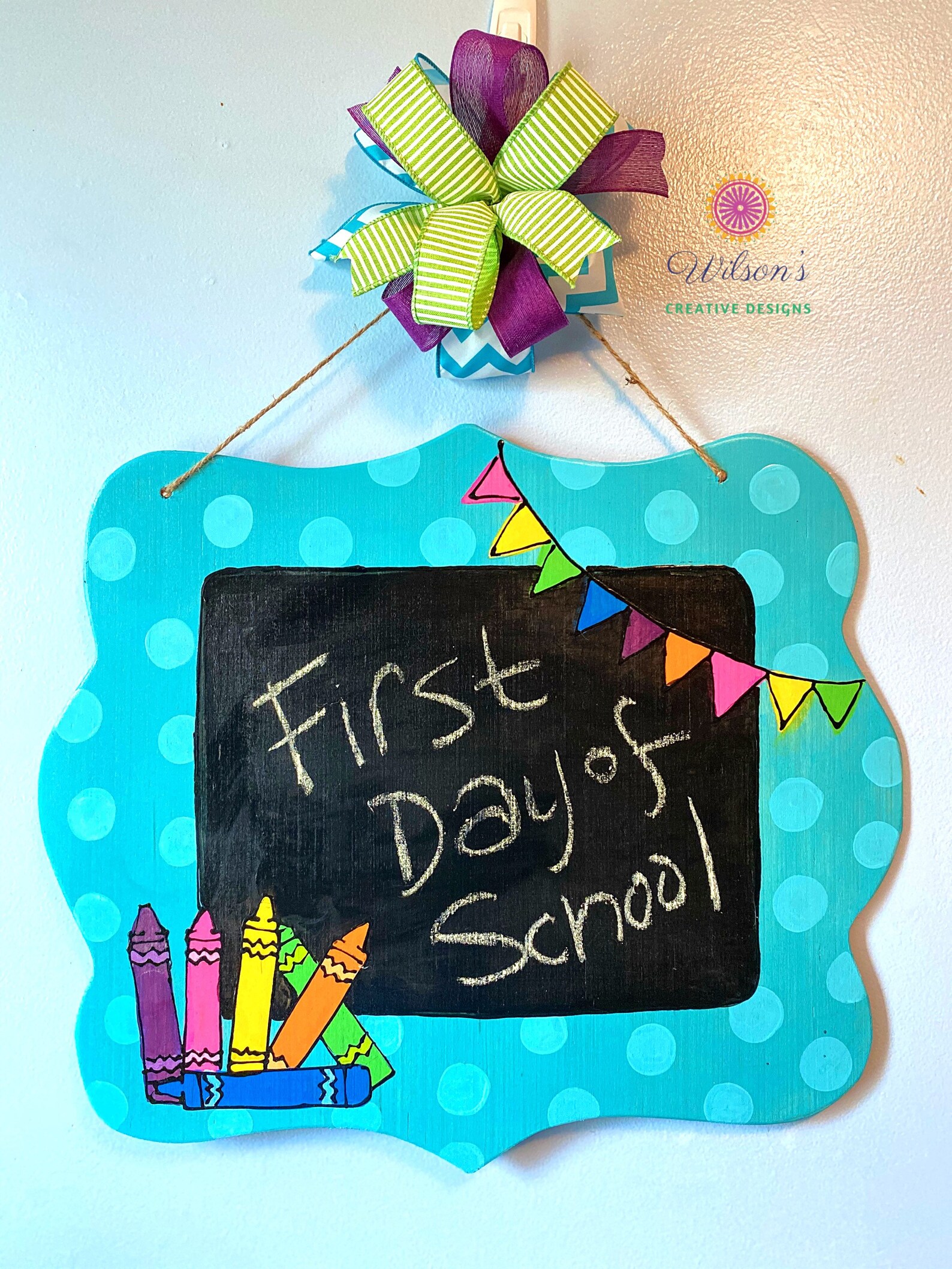 Teacher Door Hanger With Chalk Board First Day of School - Etsy