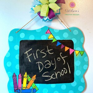 Teacher Door Hanger With Chalk Board, First Day of School Sign, Back to ...