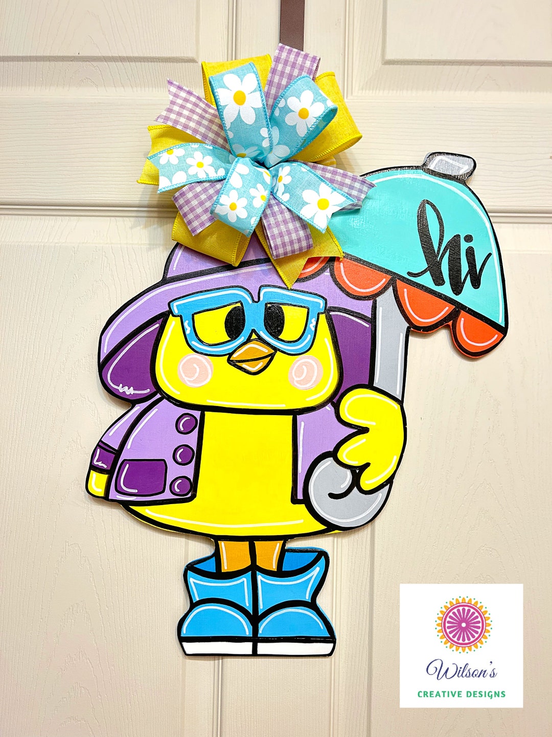 Duck With Umbrella Decor, Rainy Day Decor, Spring Door Hanger Front ...