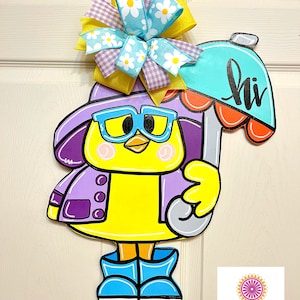 Duck With Umbrella Decor, Rainy Day Decor, Spring Door Hanger Front ...