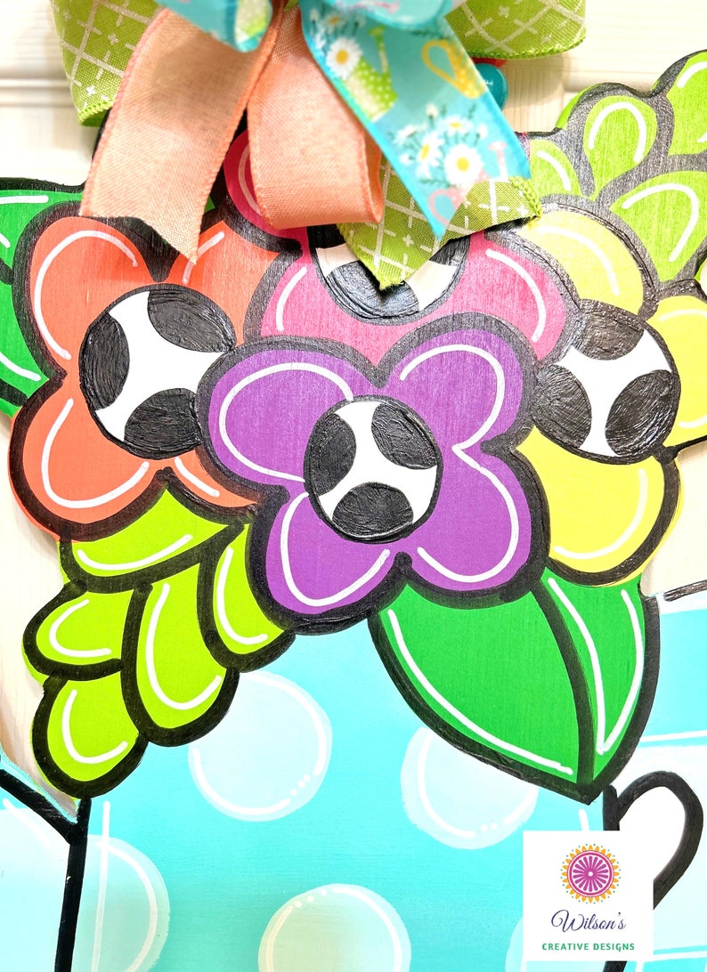 Spring Door Sign, Spring Door Decor for Front Door, Watering Can Door ...