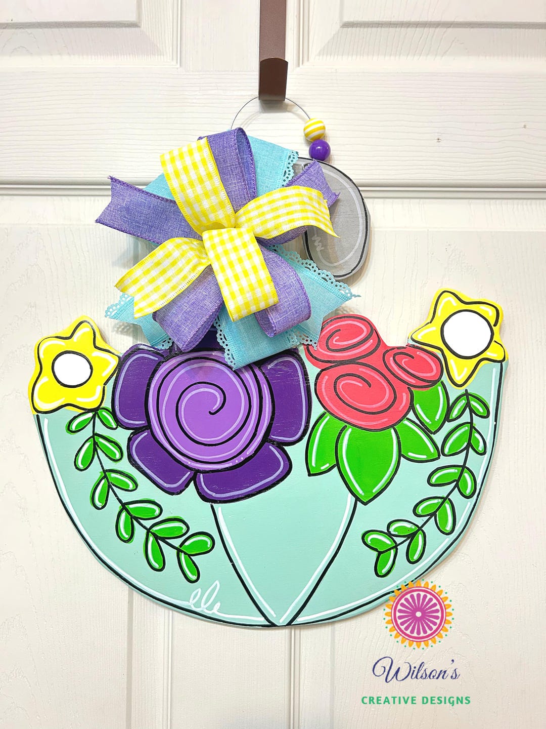 Spring is Here Door Hanger, Spring Door Decor for Front Door, Rainboot ...