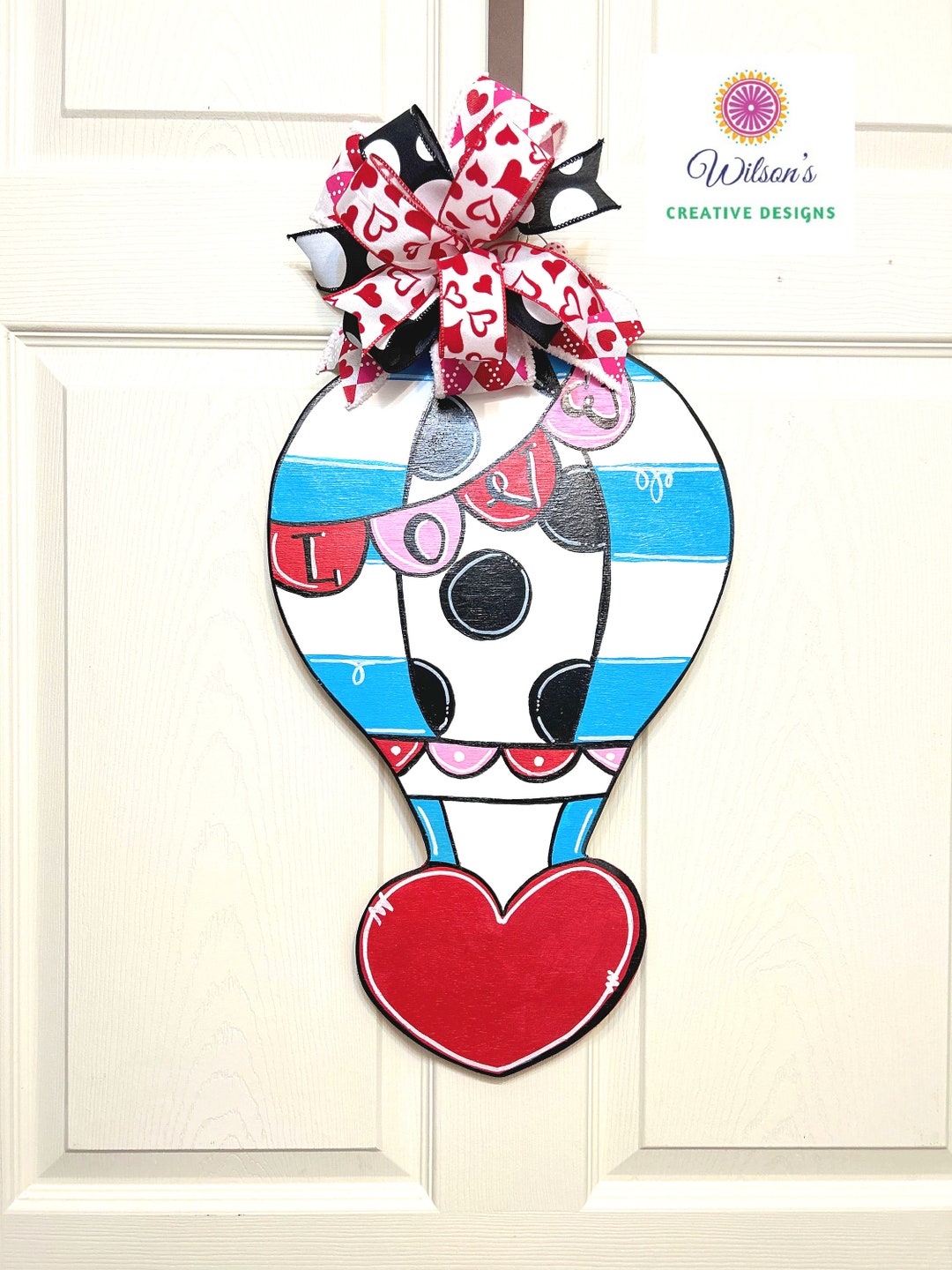 Hot Air Balloon Door Hanger, Valentine Door Hanger, Valentines Day ...