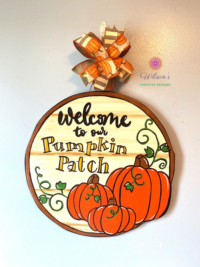 Welcome to Our Pumpkin Patch Door Hanger Welcome Pumpkin Door | Etsy