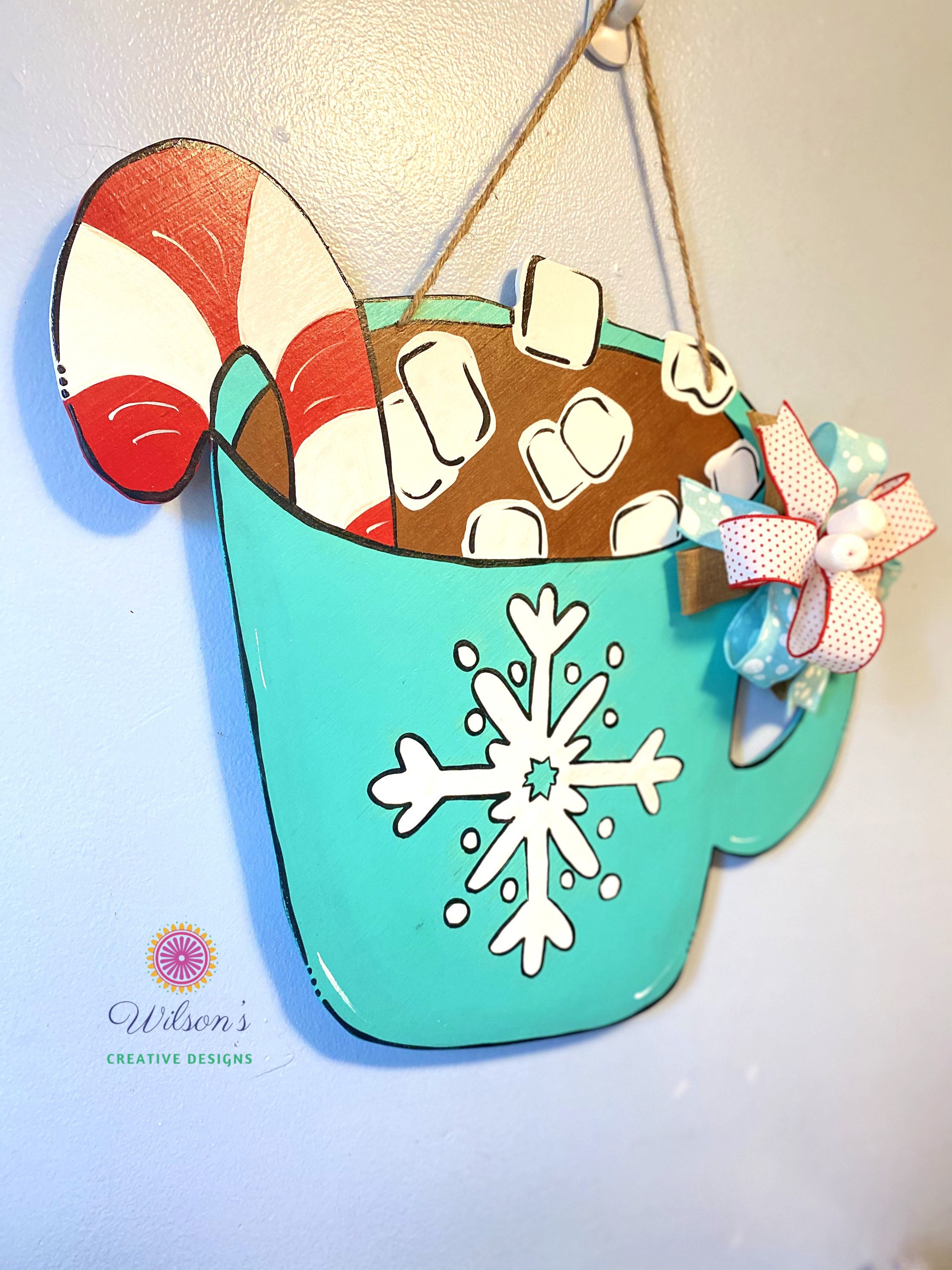 Hot Cocoa Door Hanger, Hot Chocolate Mug Door Hanger, Winter Door ...