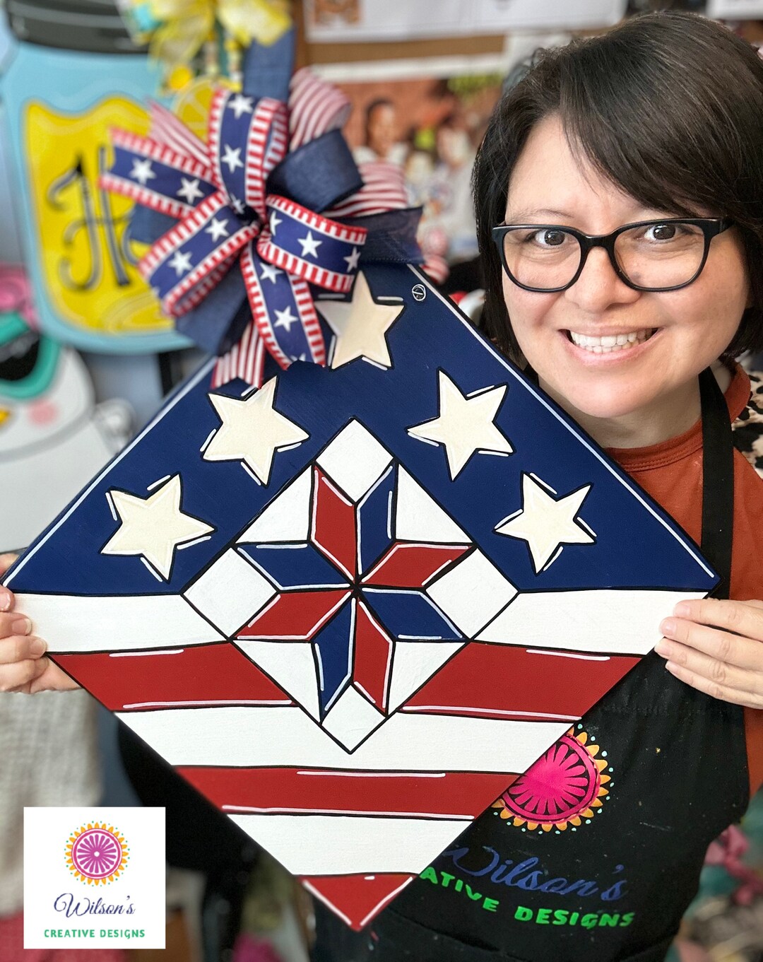 Patriotic Door Hanger, Patriotic Wall Decor, USA Flag Sign for Porch ...