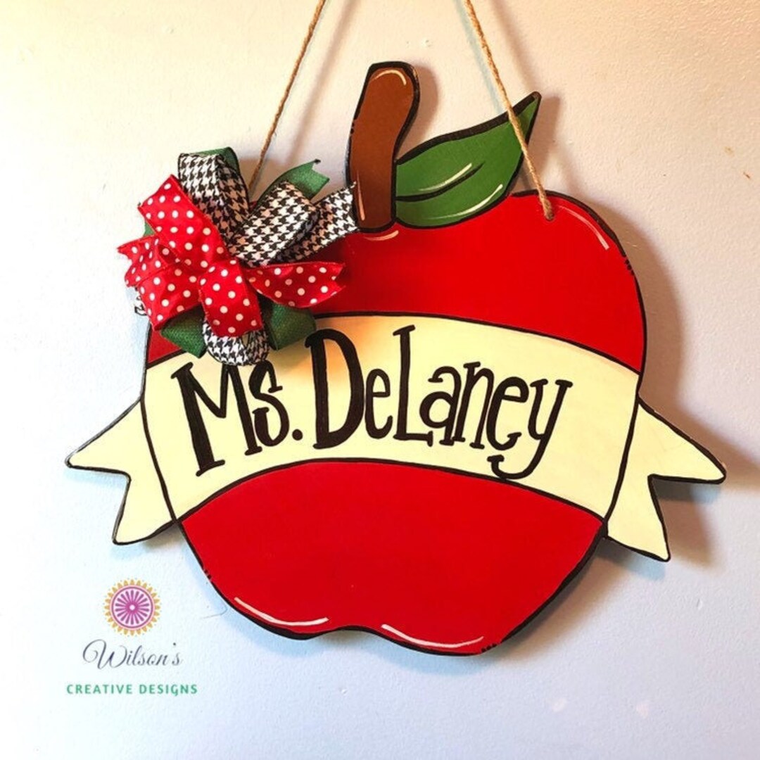 Apple Door Hanger, Teacher Door Hanger, Teacher Appreciation Gift, Back ...