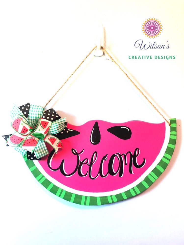 Watermelon Door Hanger Summer Door Hanger Welcome Door Etsy