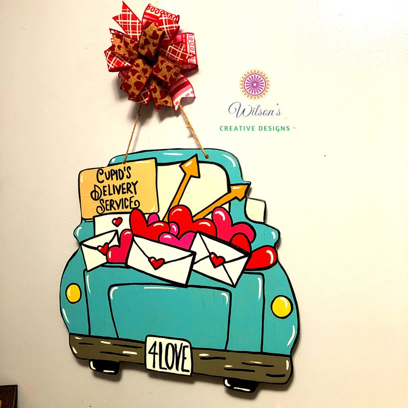 Valentine Truck Door Hanger Valentine Door Hanger Valentines | Etsy