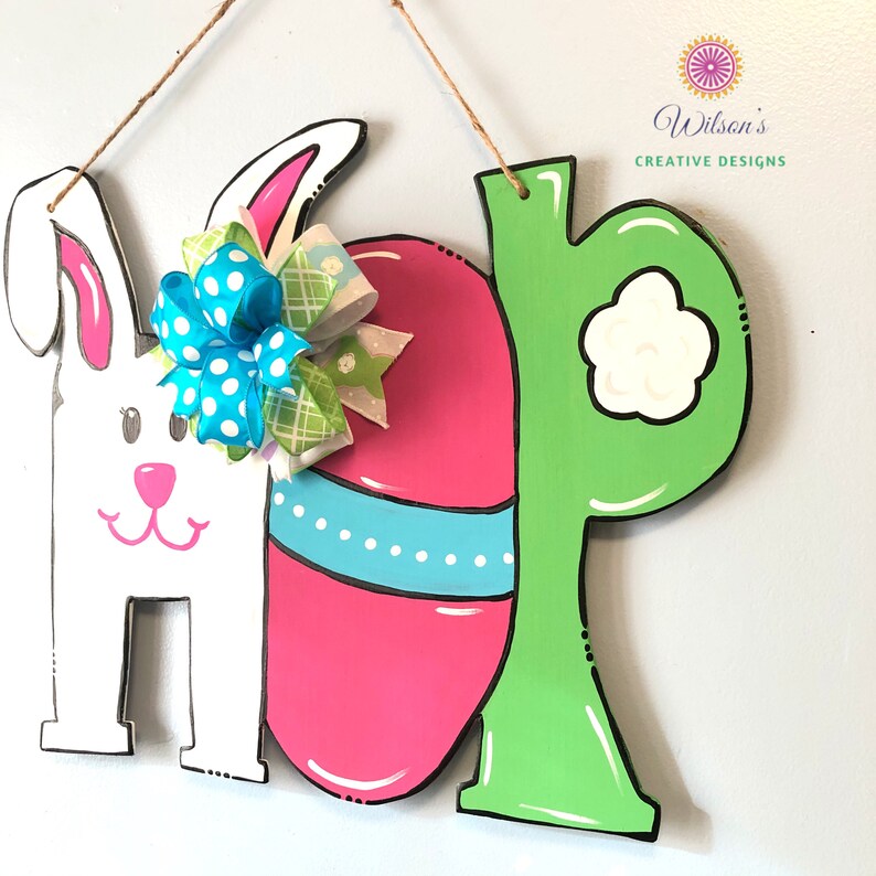 Easter Bunny Hop Door Sign for Porch Spring Decoration for | Etsy