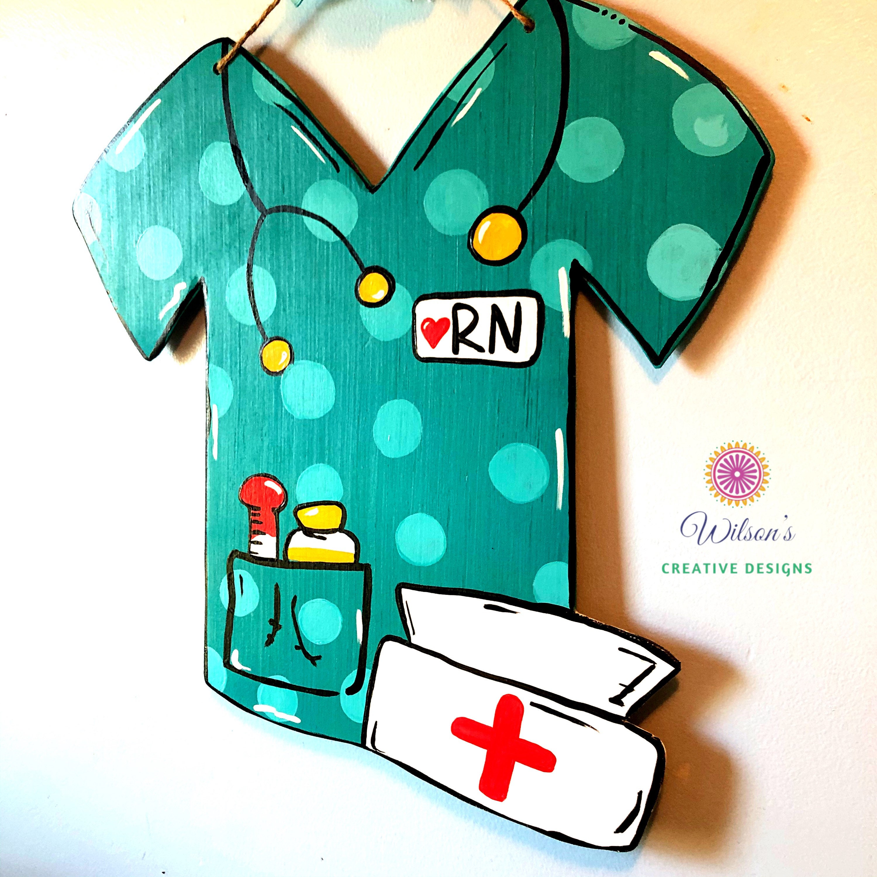 Scrub Door Hanger for Front Door Nurse Scrub Door Decor | Etsy