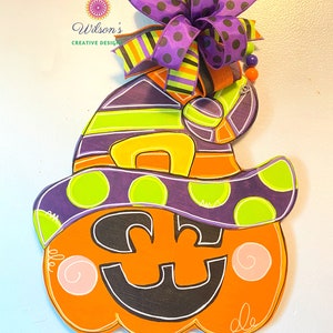 Jack O Lantern Door Hanger, Halloween Door Decor for Front Door, Trick ...