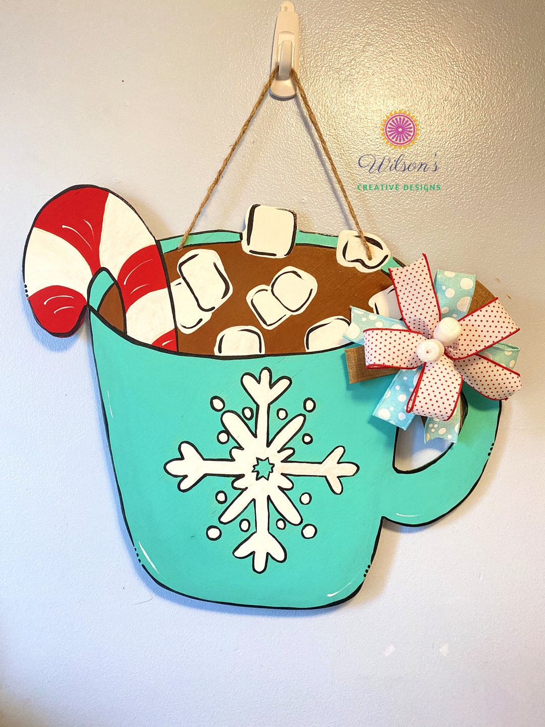 Hot Cocoa Door Hanger, Hot Chocolate Mug Door Hanger, Winter Door ...