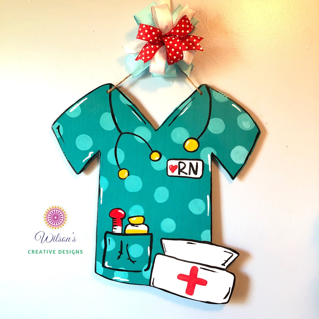 Scrub Door Hanger for Front Door, Nurse Scrub Door Decor, Essential ...