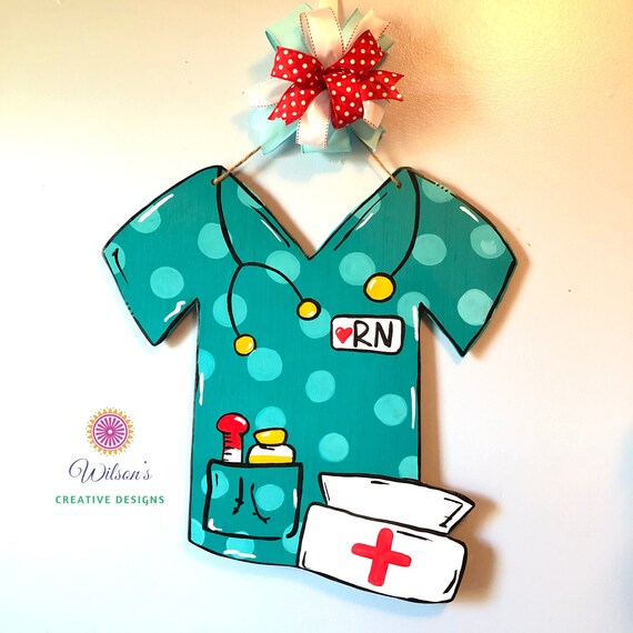 Scrub Door Hanger for Front Door Nurse Scrub Door Decor | Etsy
