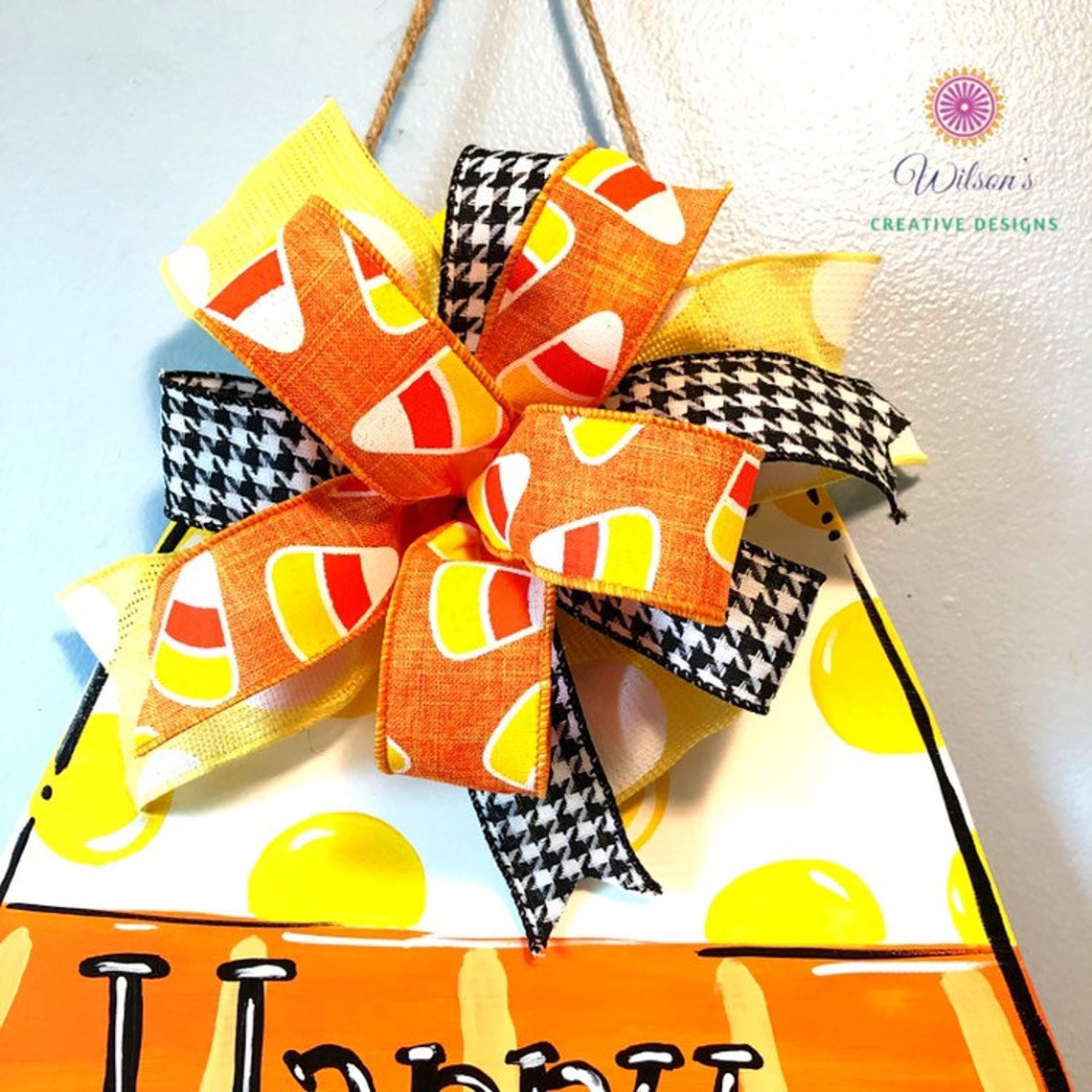Candy Corn Door Hanger Fall Door Hanger for Front Door Happy - Etsy