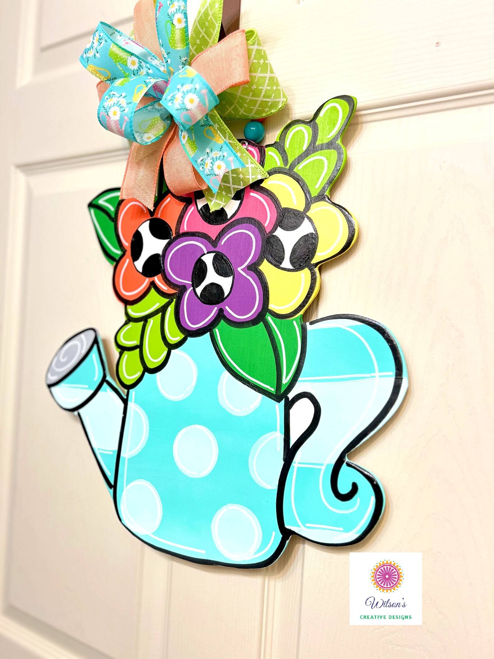 Spring Door Sign, Spring Door Decor for Front Door, Watering Can Door ...