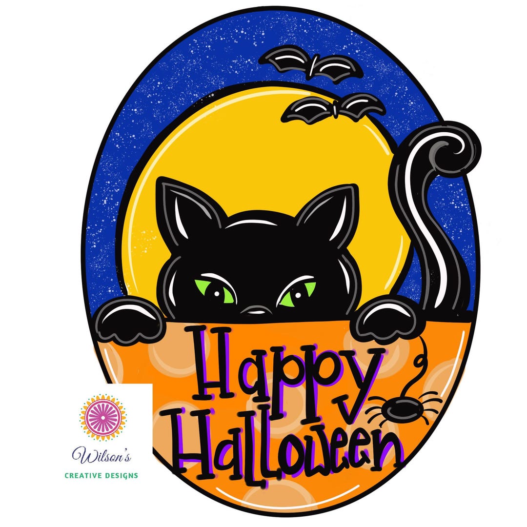 TEMPLATE: Halloween Door Hanger Template, Black Cat Door Hanger ...