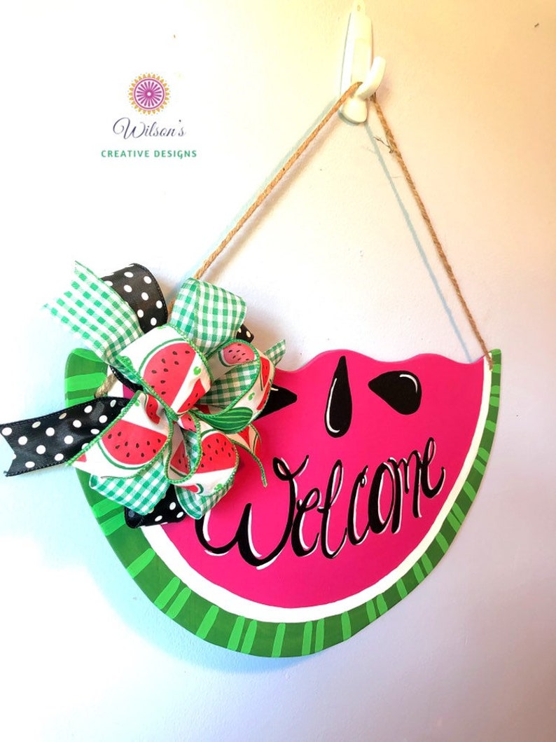 Watermelon Door Hanger Summer Door Hanger Welcome Door Etsy