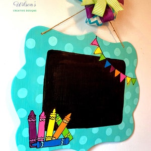 Teacher Door Hanger With Chalk Board, First Day of School Sign, Back to ...