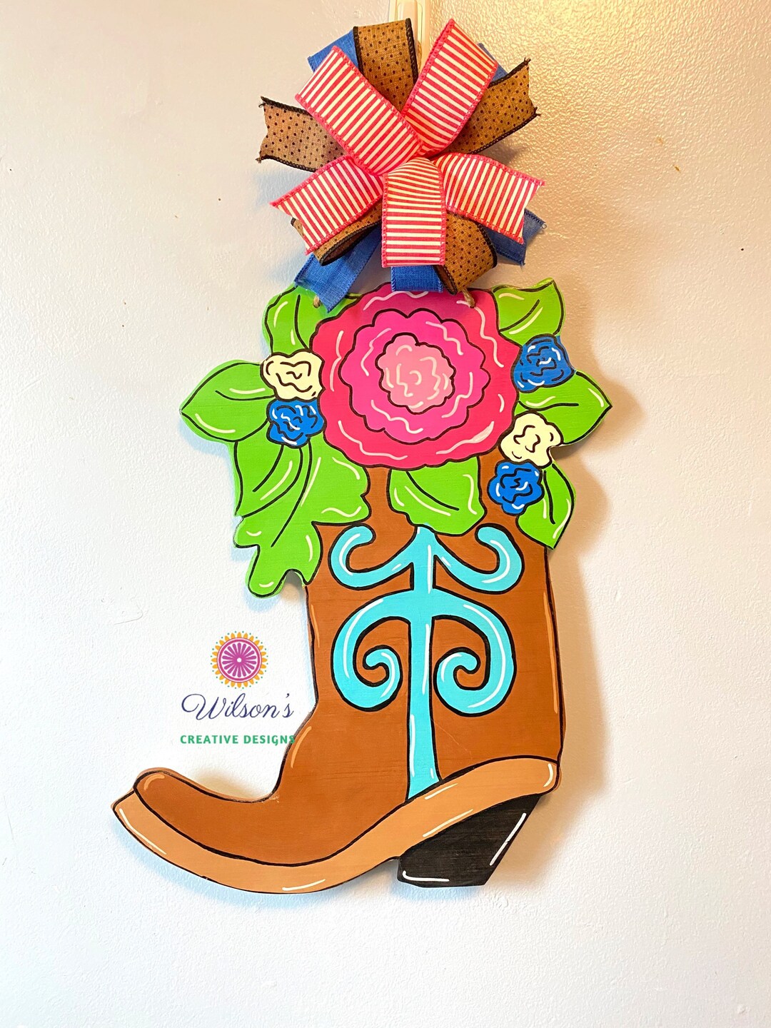Cowgirl Boot Door Hanger, Cowboy Boot Decor for Front Door, Western ...