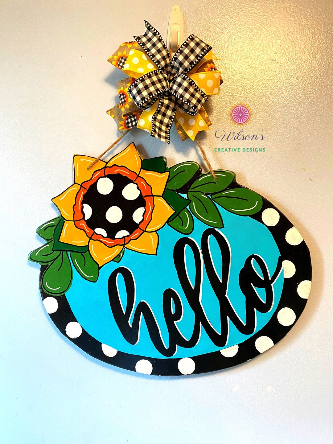 Hello Sunflower Door Hanger, Sunflower Door Hanger for Front Door ...