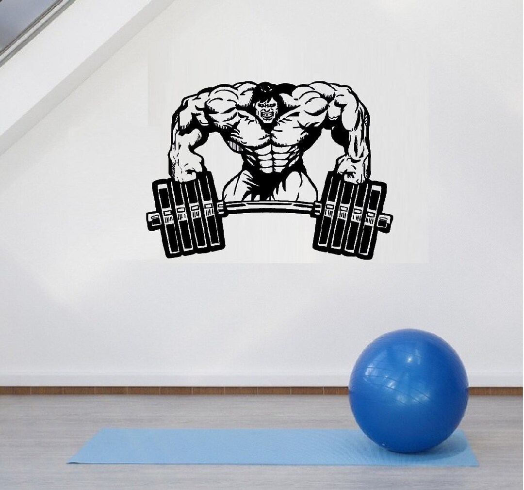 Hulk Bodybuilding Haltère fitness sticker mur de mur autocollant 75 x ...
