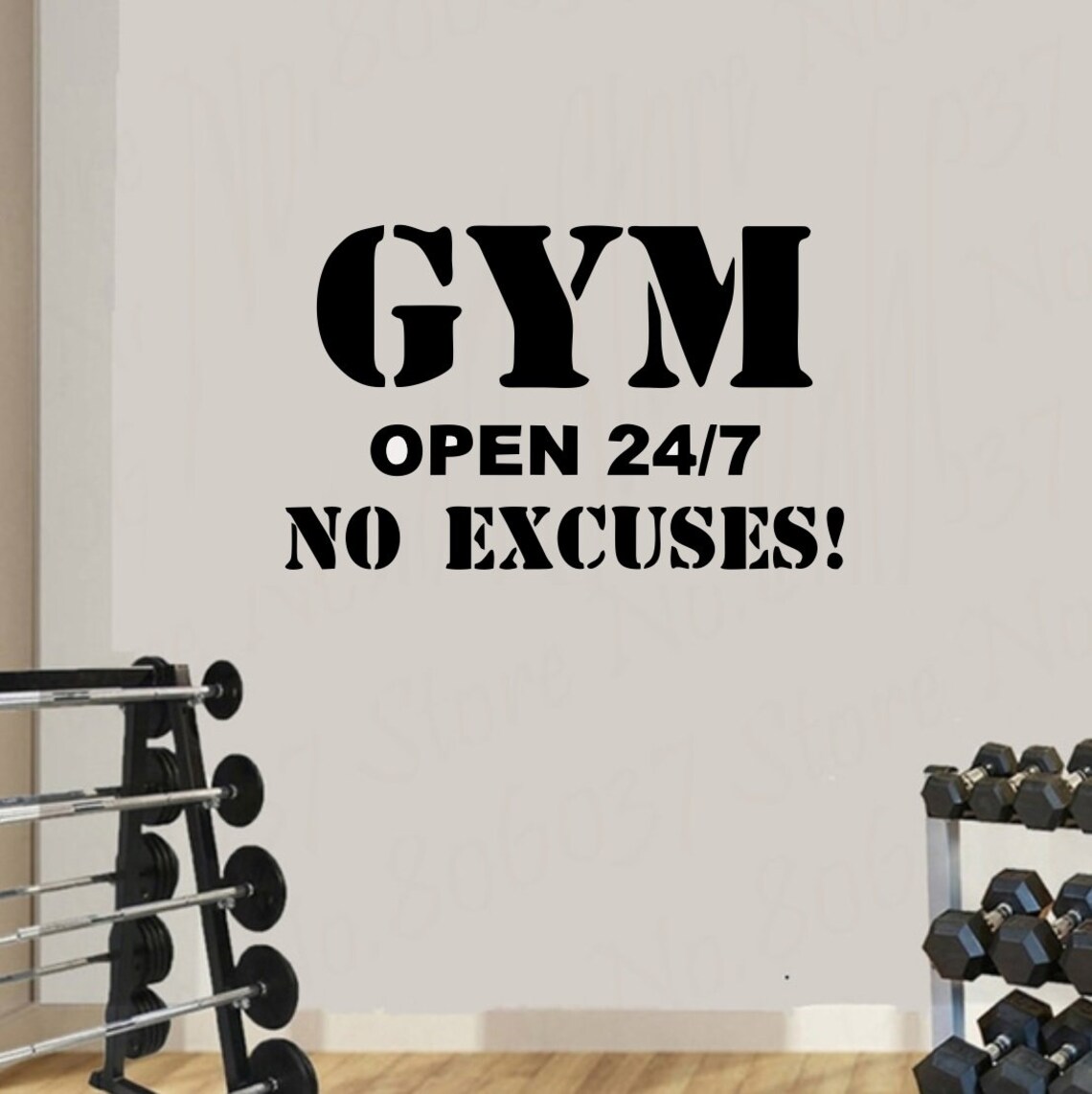 Gym No Excuses 24/7 Fitness Wall Decal Wall Sticker 92 X 57 Cm - Etsy
