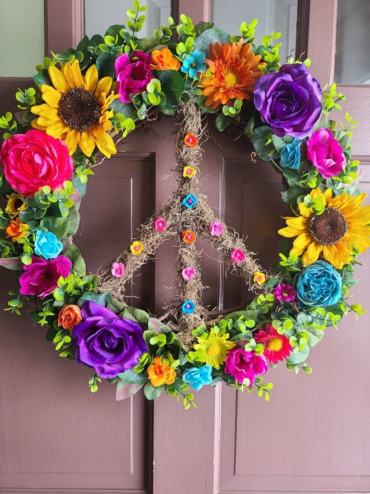 18 Bright Peace Sign Wreath - Etsy