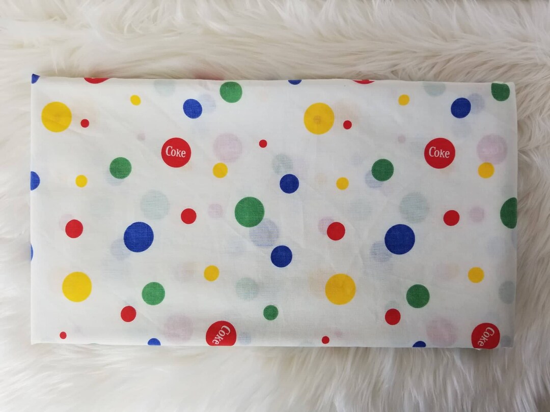 Vintage Coke Bed Sheet coca Cola Flat Bed Sheet. polka Dot Bedding coca ...