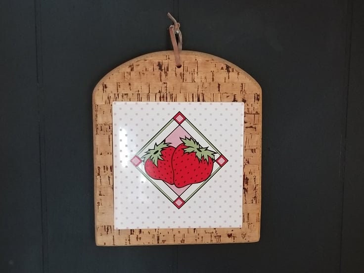 Vintage Strawberry Trivet tile and Cork Trivet made in Portugal 1980's ...