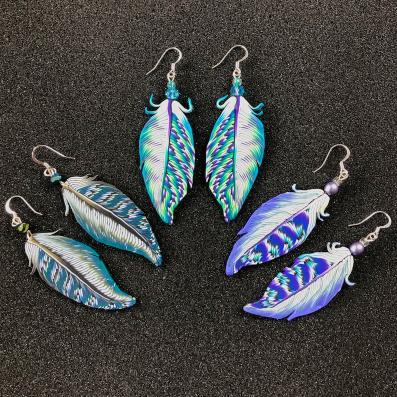 Polymer Clay Feather Cane Earring Tutorial, Detailed DIY Jewelry Making ...