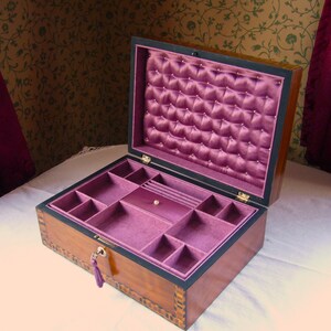 Antique Jewellery Box Victorian Inlaid Mahogany With Purple Interior - Etsy