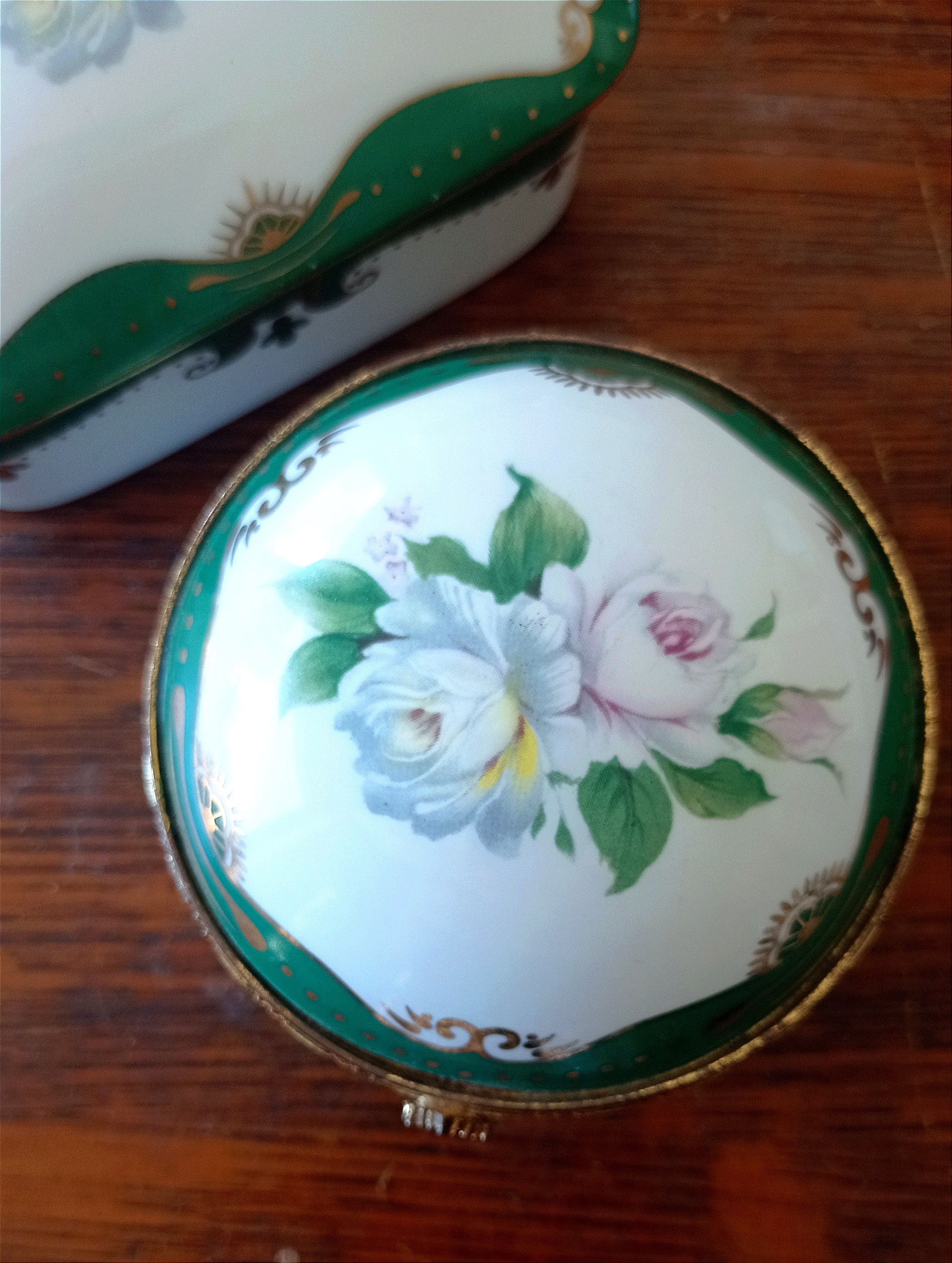 Vintage Porcelain Trinket Boxes With Romantic Roses Decoration, Jewelry ...