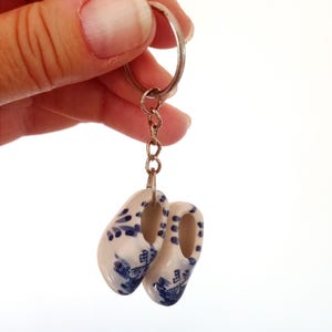 Vintage Porcelain Dutch Clogs Miniature Key Chain, Blue and White, Gift ...