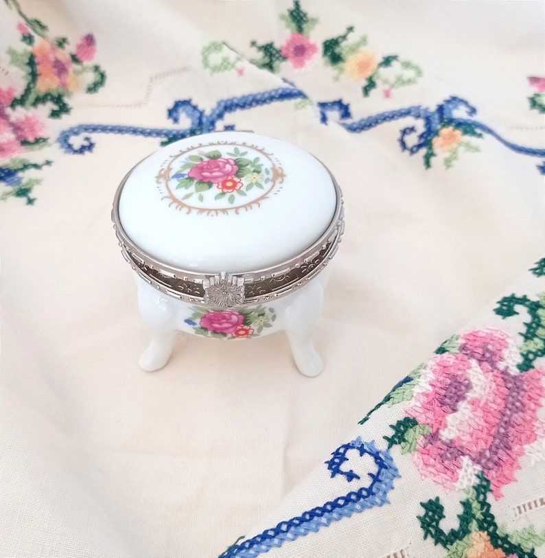 Vintage Limoges Porcelain Flower Decorated Trinket Boxes, Collectible ...