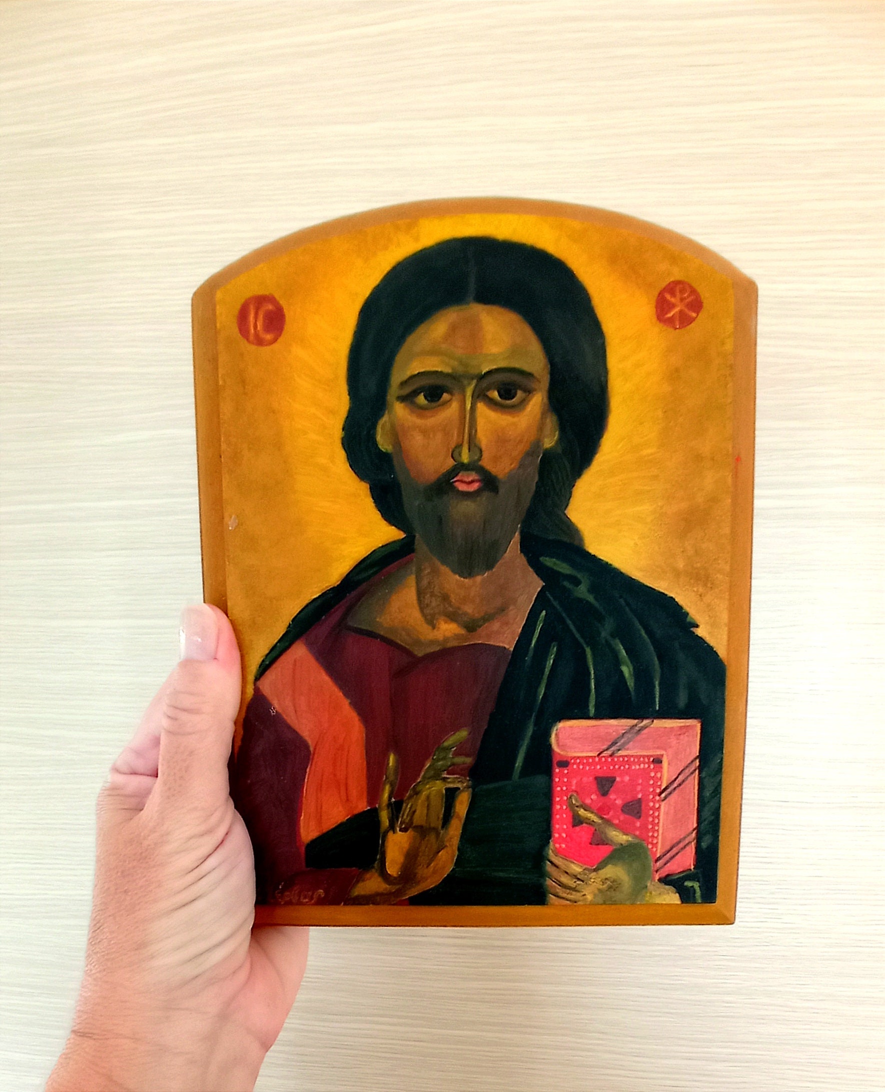 Vintage Signed Hand Painted Jesus Icon Byzantine Art Copy - Etsy
