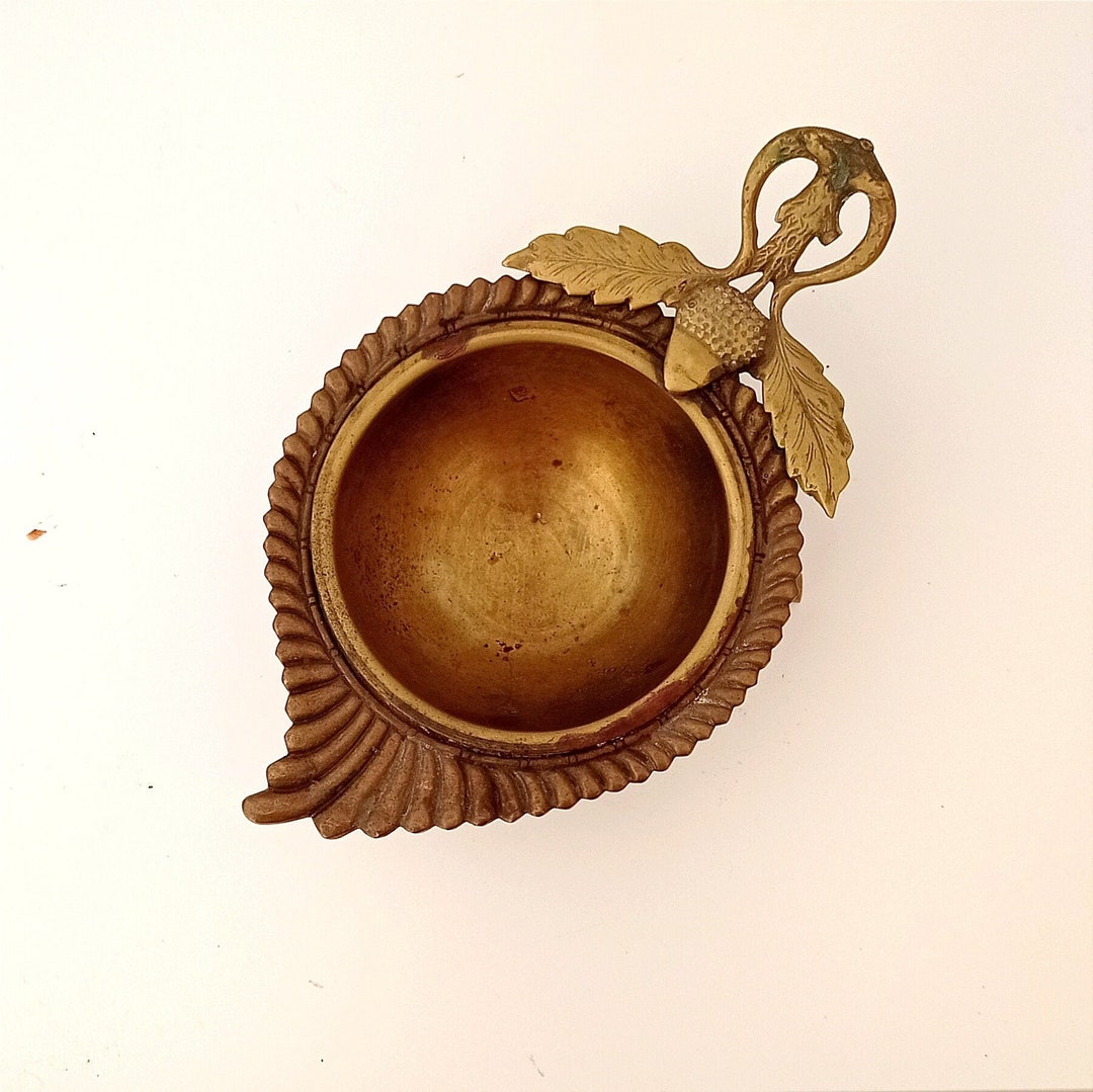 Vintage Collectable Solid Bronze Bowl With Feet, Handcrafted Acorn ...