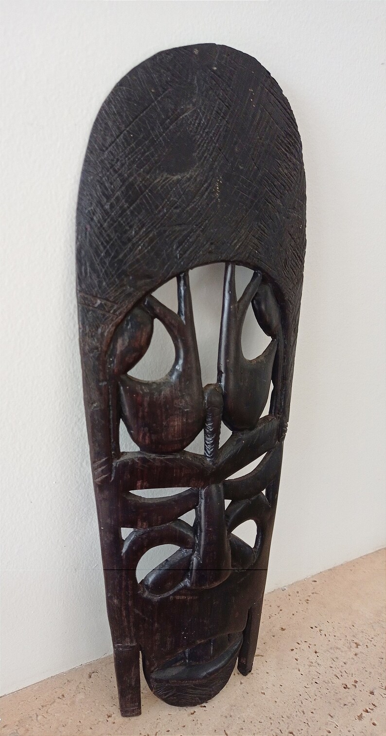 Wooden African Mask From Sudan, Vintage Handmade Mask, Traditional ...