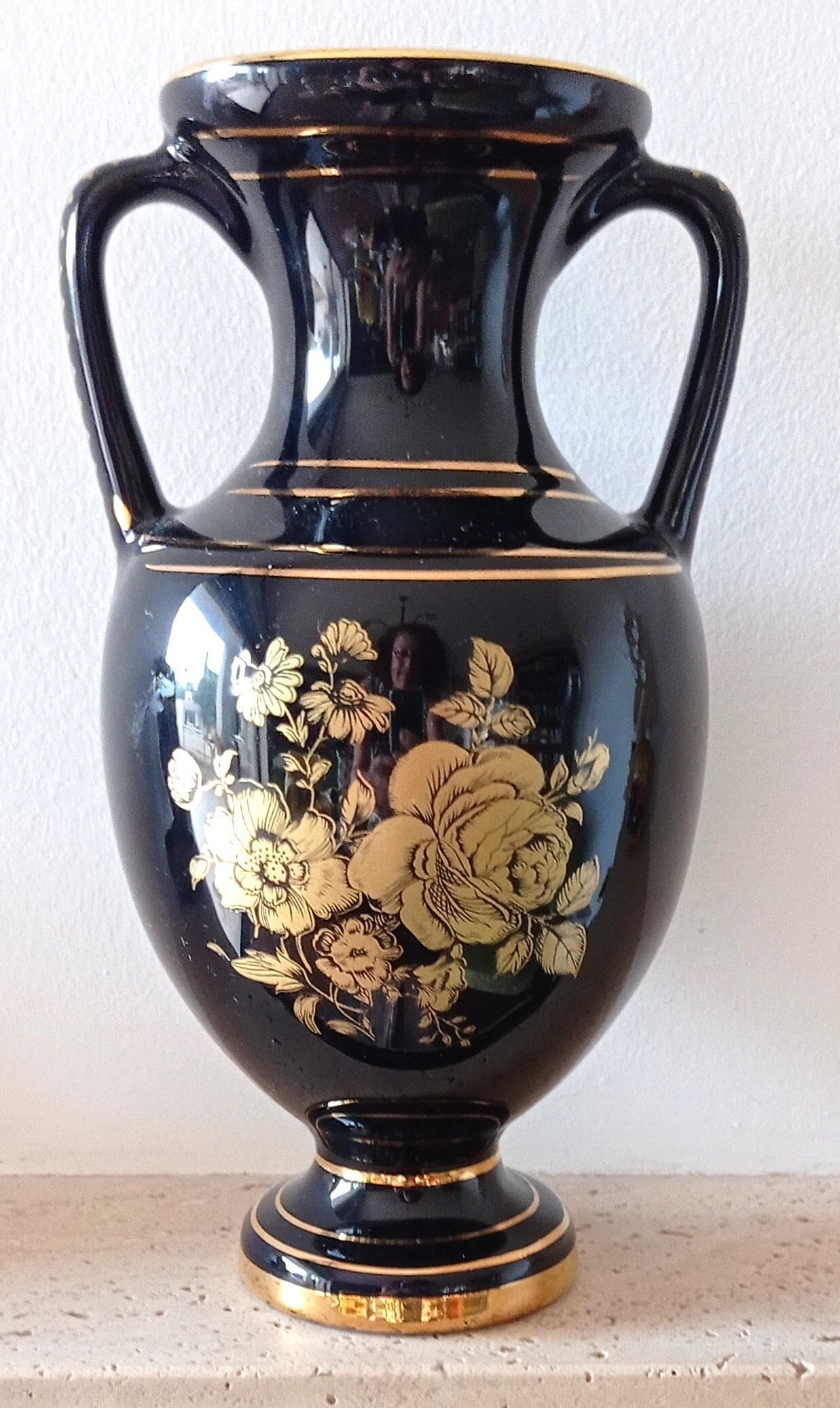 Vintage Fine Porcelain Amphora Vase With 24 K Gold Decoration, Old ...