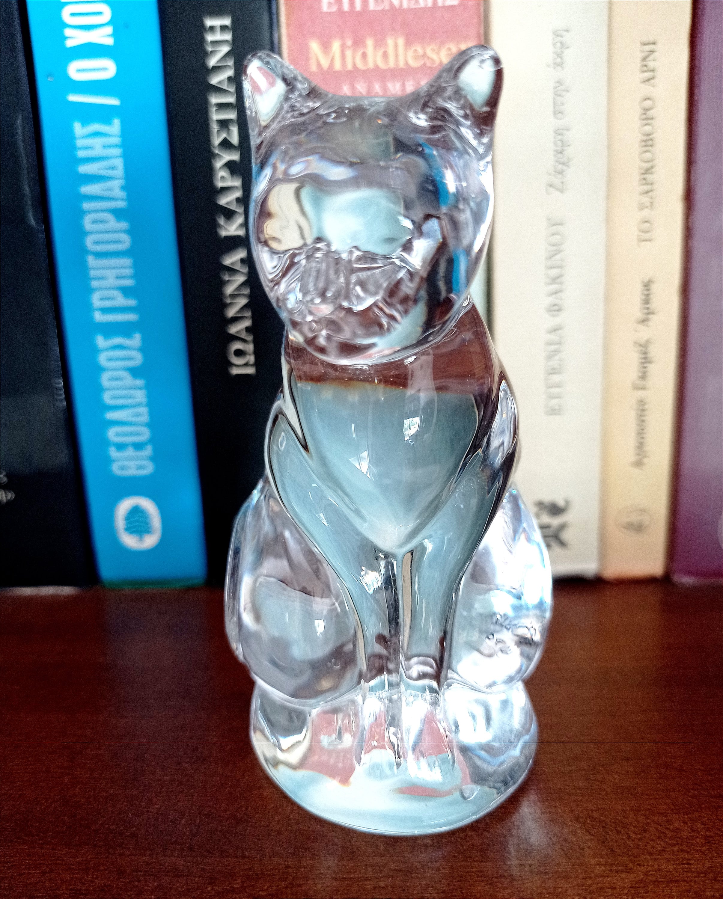 Clear Glass Vintage Cat Figurine, Cat Lovers Present, Collectible Cat ...